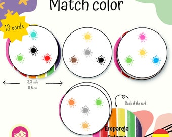 Color Memory Game, Matching Activity, Party Game, Preschool Printable ...