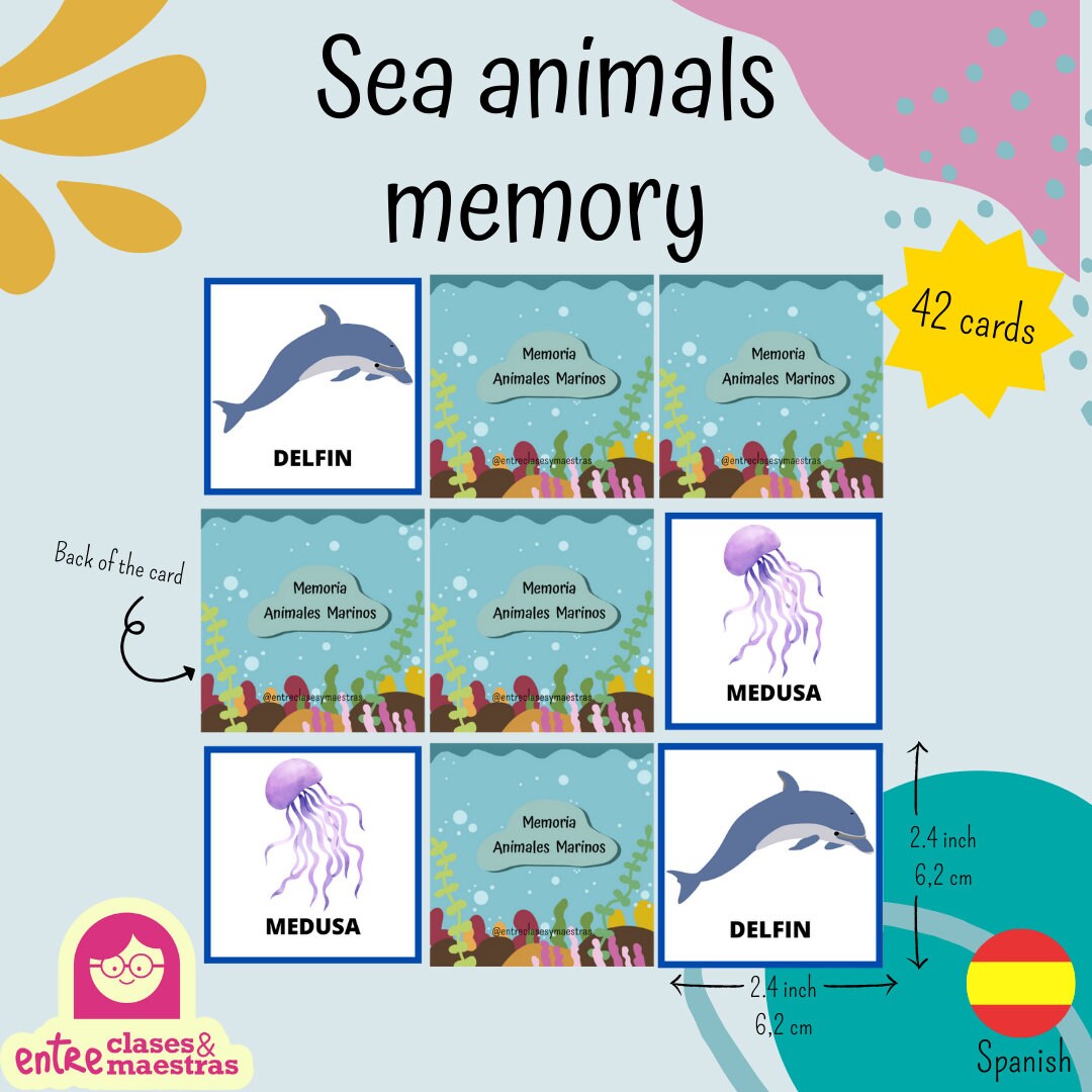 Sea Animals Memory Game, Matching Activity, Party Game, Preschool ...