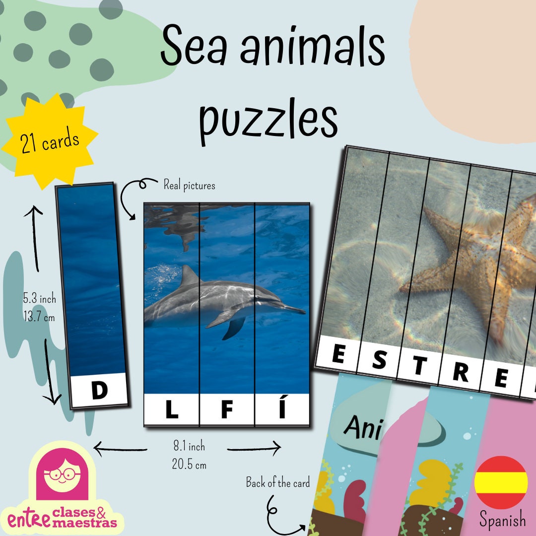 Sea Animals Puzzle Game, Logic Activity, Mind Game, Preschool Printable ...