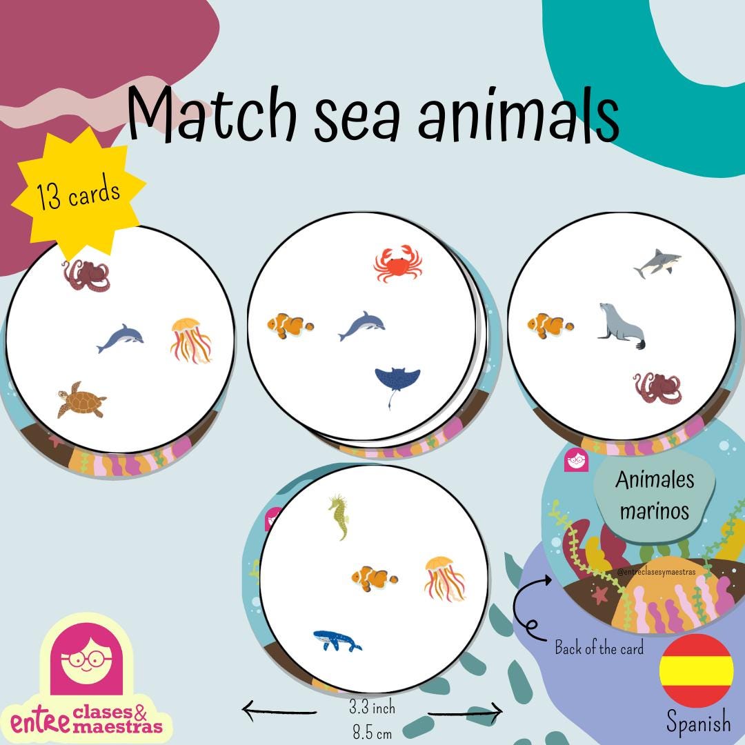 Sea Animals Matching Game Printable | Visual Perception Activity for ...