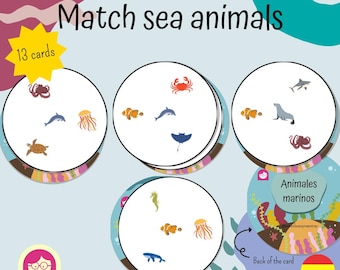 Sea Animals Memory Game, Matching Activity, Party Game, Preschool ...