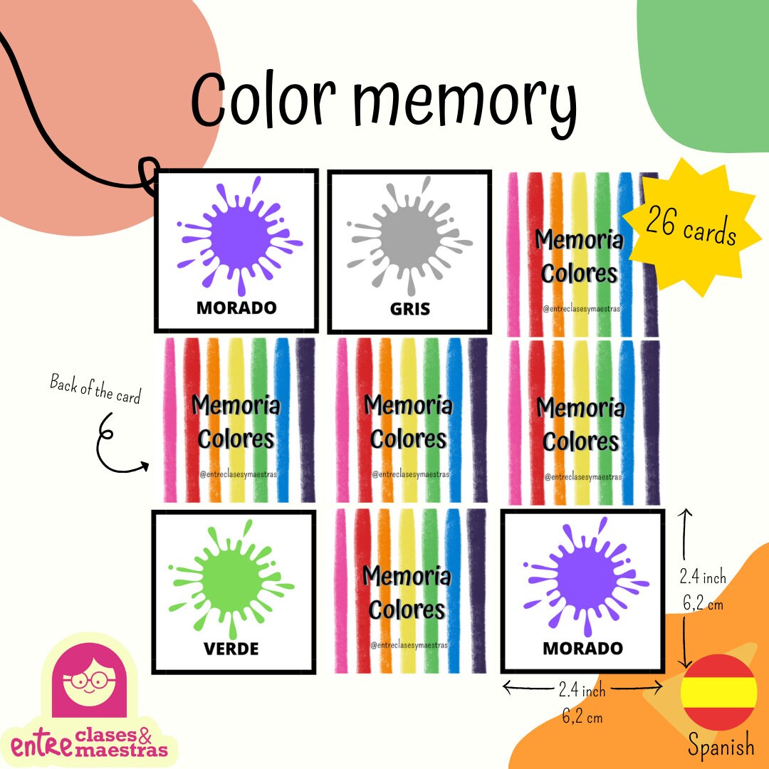 Color Memory Game, Matching Activity, Party Game, Preschool Printable ...