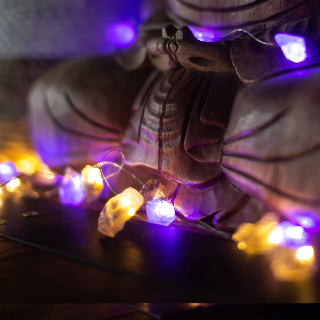 Gemstone USB Fairy Lights: Rose Quartz, Amethyst, Crystal Jade (220cm ...