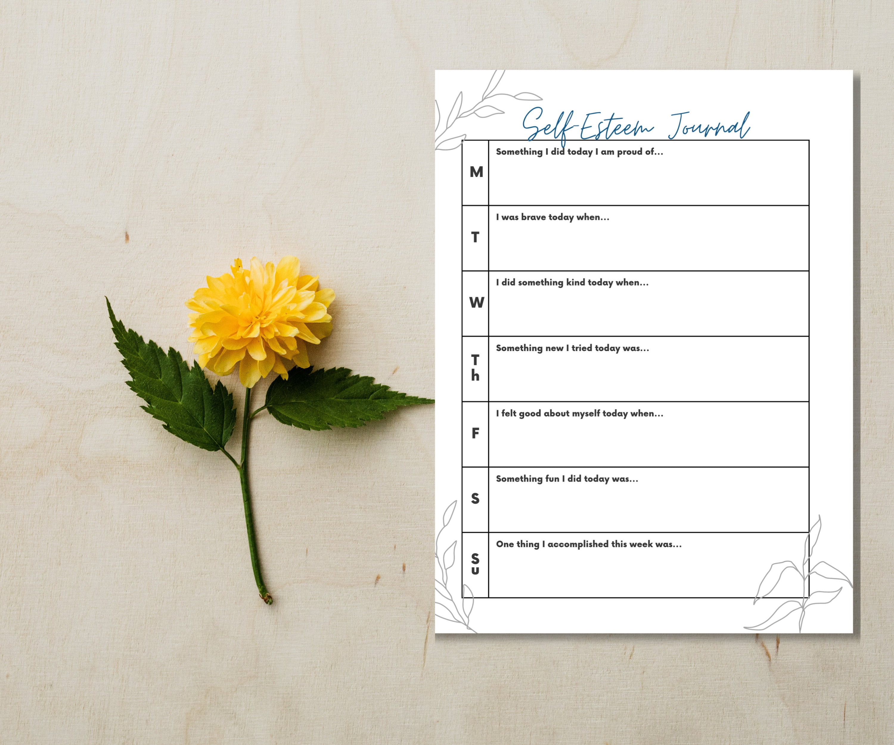 Printable Journal Daily Diary Self-esteem Log Journal With - Etsy
