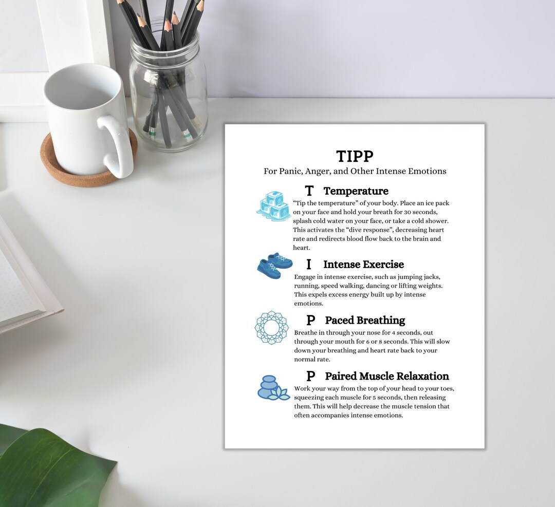 Panic Anxiety Coping Skills TIPP DBT Strategy Anger - Etsy