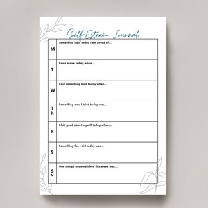 Printable Journal Daily Diary Self-esteem Log Journal With - Etsy