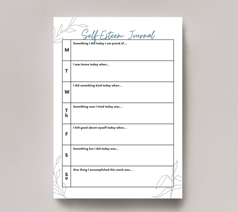 Printable Journal Daily Diary Self-esteem Log Journal With - Etsy