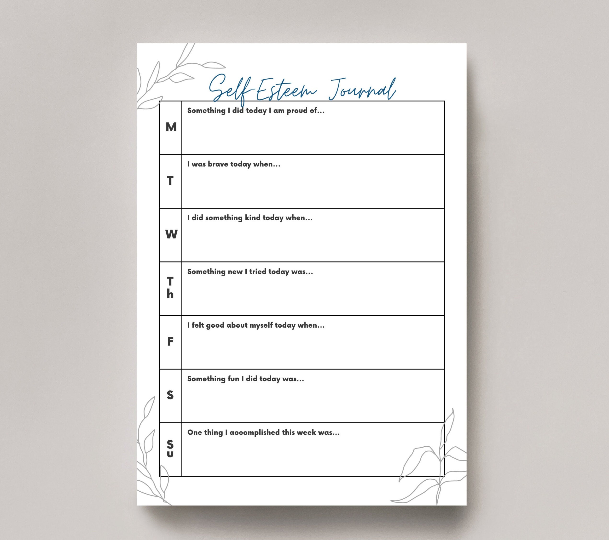 Printable Journal Daily Diary Self-esteem Log Journal With - Etsy