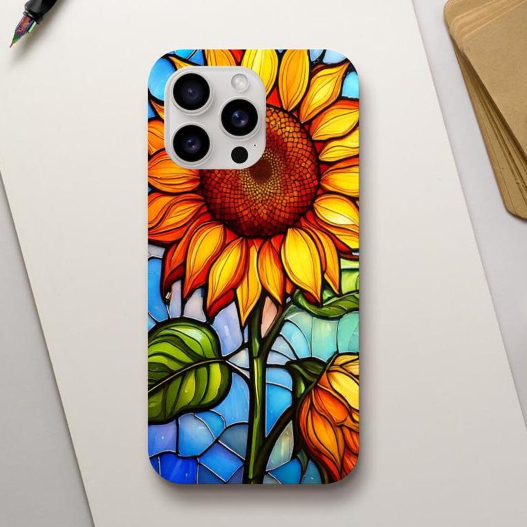 Sunflower Stained Glass Effect iPhone Tough Case Vibrant Floral Design ...