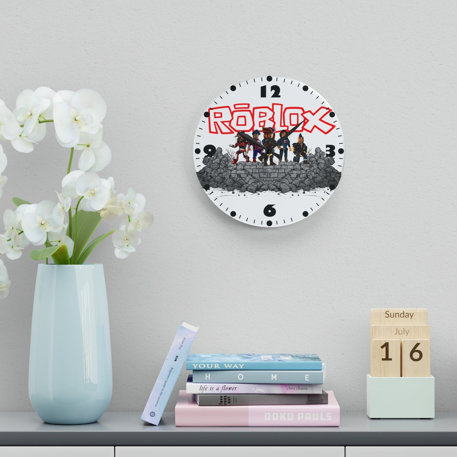 Personalized Roblox White Acrylic Wall Clock Birthday Gift for ...