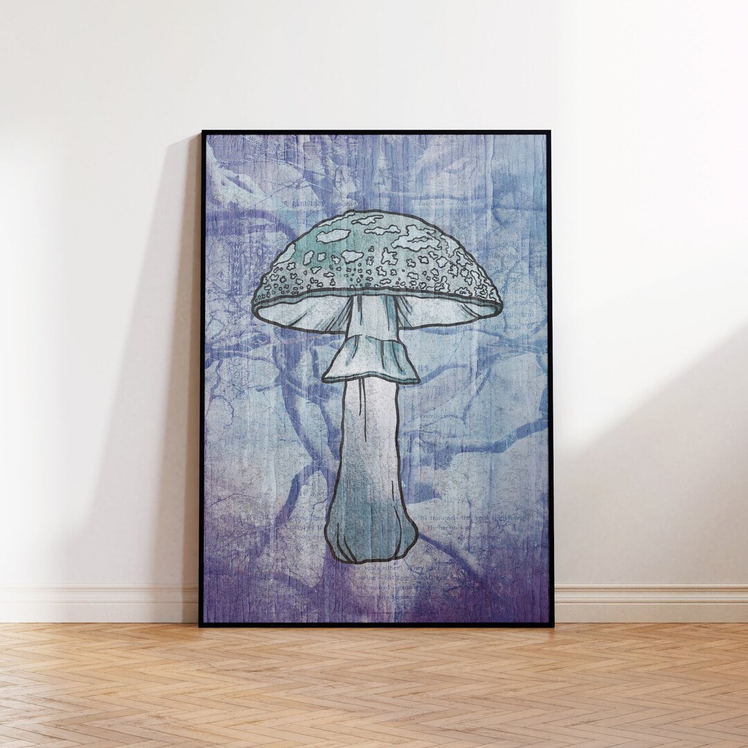 Blue Mushroom Printable Wall Art , Instant Download Art, Earthcore ...