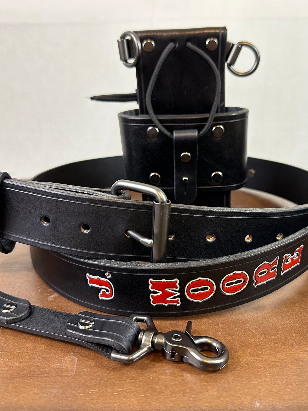 Black Leather Firefighter Radio Strap (adjustable) - Etsy