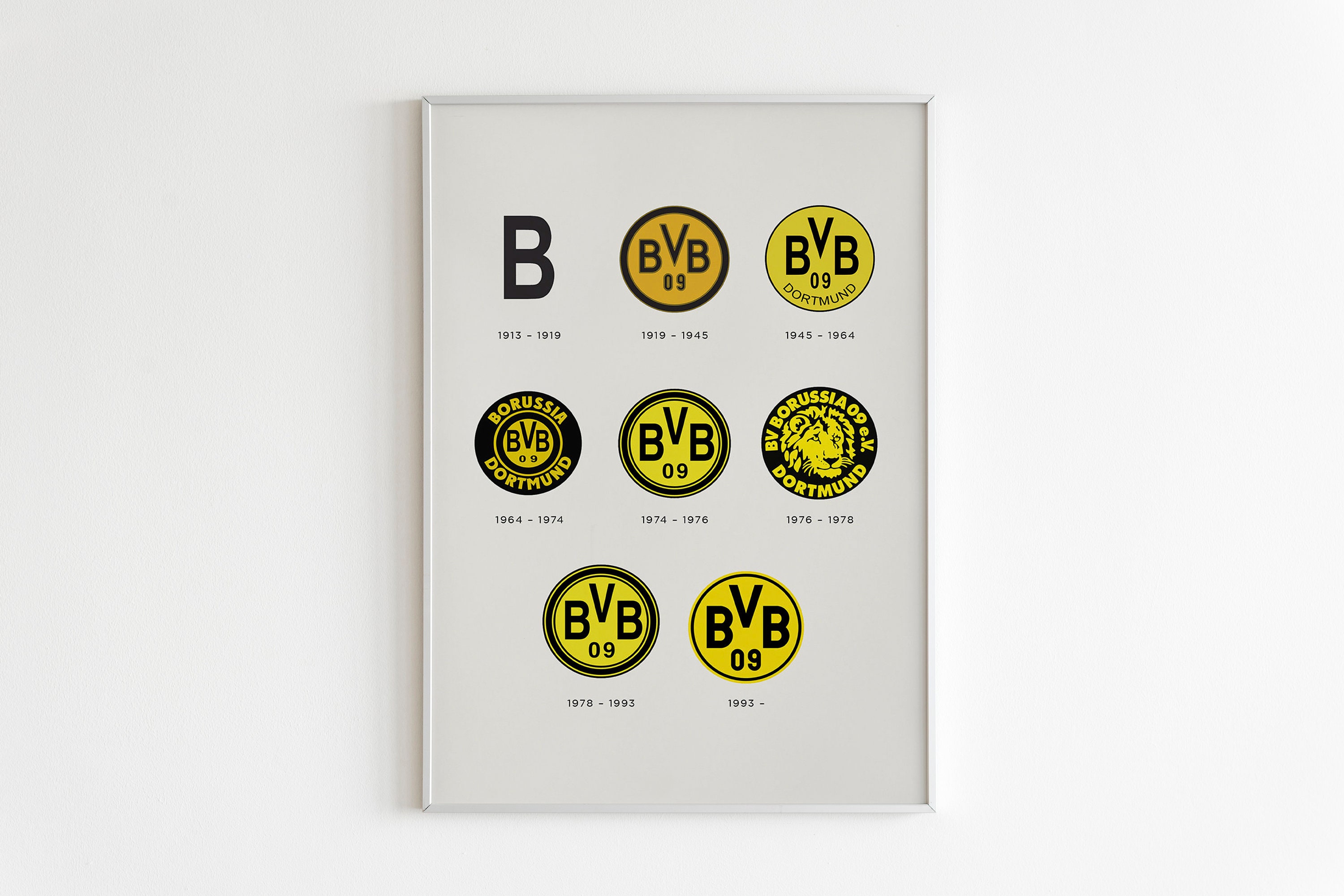 Borussia Dortmund Badge Logo Evolution Retro History Print - Etsy