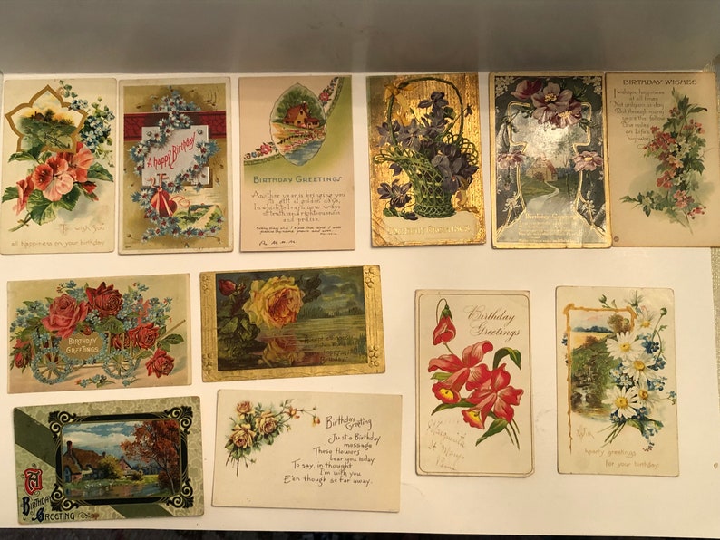 New Early 1900s Happy Birthday Greetings Postcard Lot of 12 (B1 ...