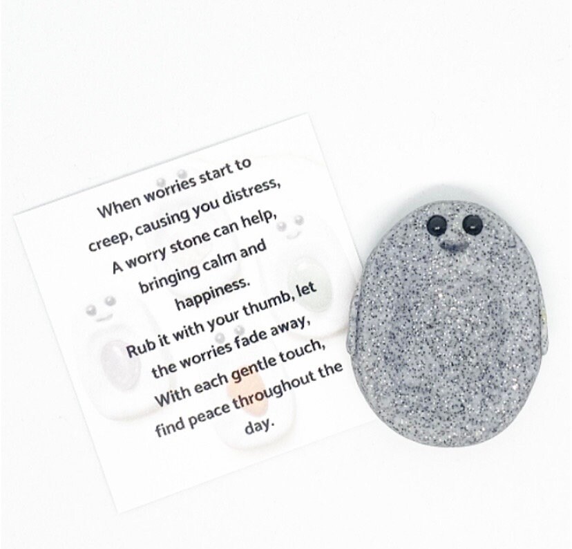 Little Worry Stone, Positivity Pebble, Pet Rock, Pocket Fidget, Palm ...