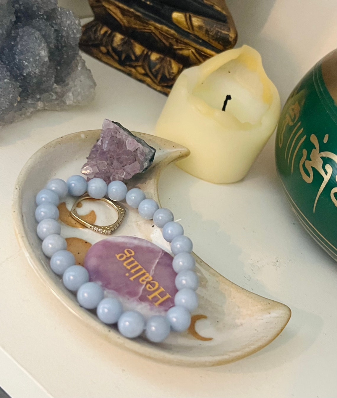 Premium Crescent Moon Ceramic Trinket Tray / Hand Made Moon Phase Dish ...