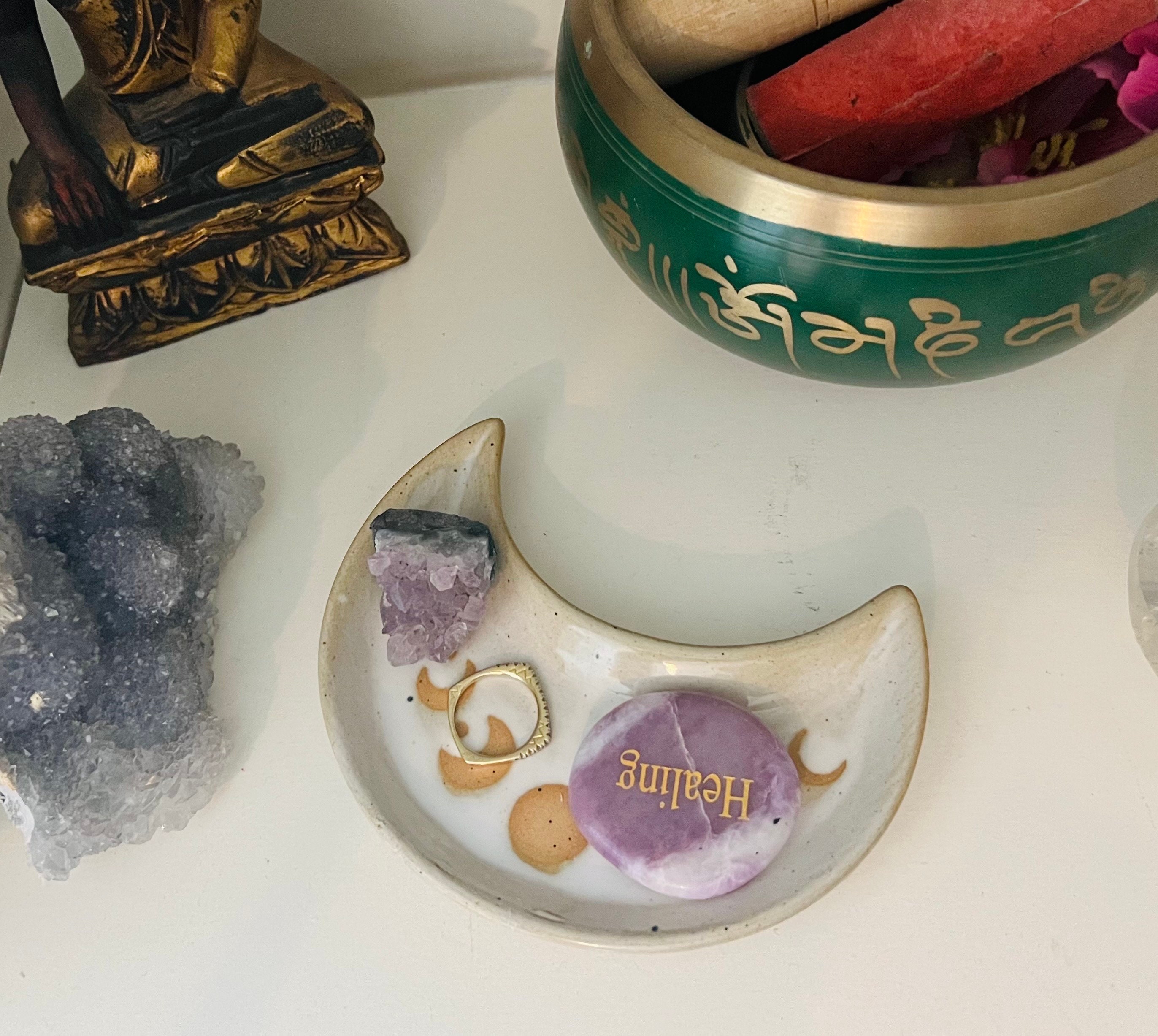 Premium Crescent Moon Ceramic Trinket Tray / Hand Made Moon Phase Dish ...