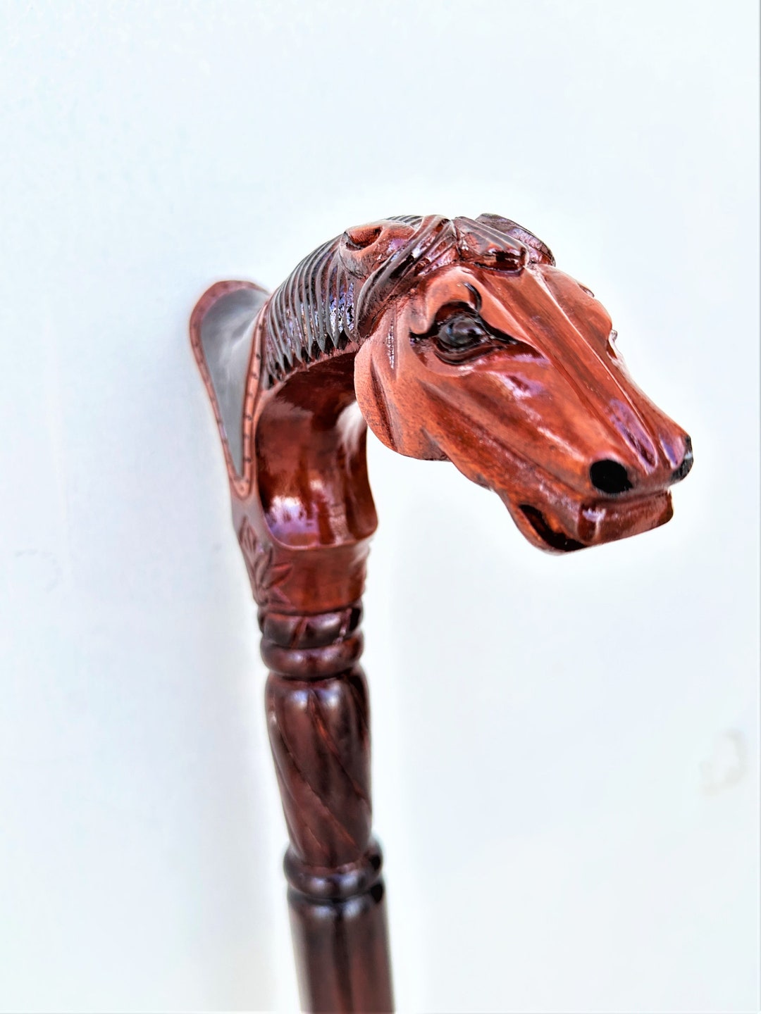 Horse Head Wooden Walking Stick Cane - Etsy