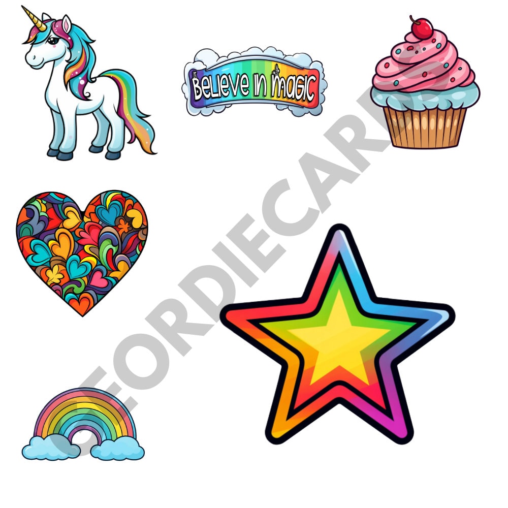 Rainbow Unicorn Sticker Pack, A4 Digital Sticker Packs Ready to Print ...