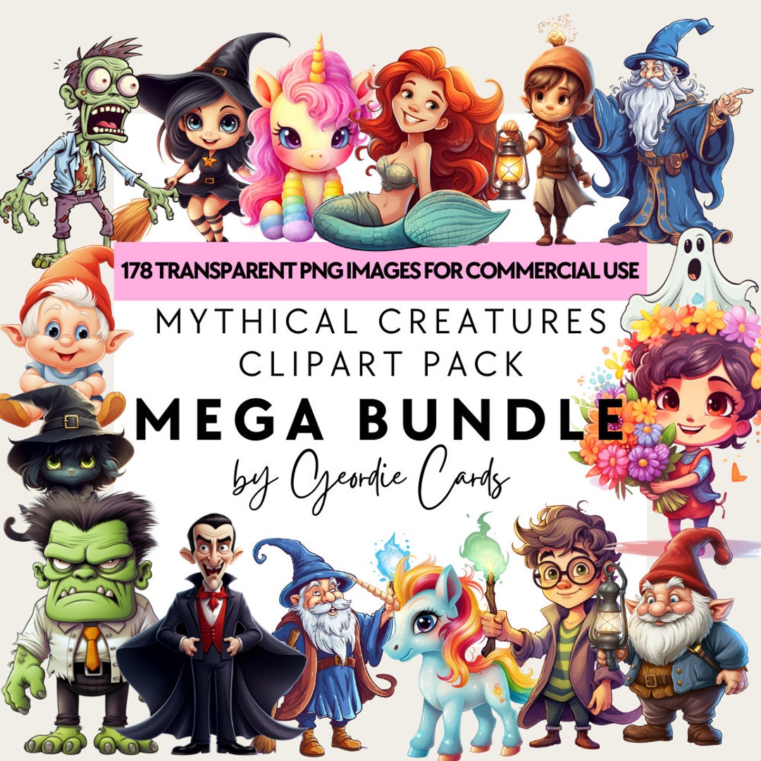 Mythical Fantasy Creature & Character Clip Art MEGA BUNDLE - Etsy