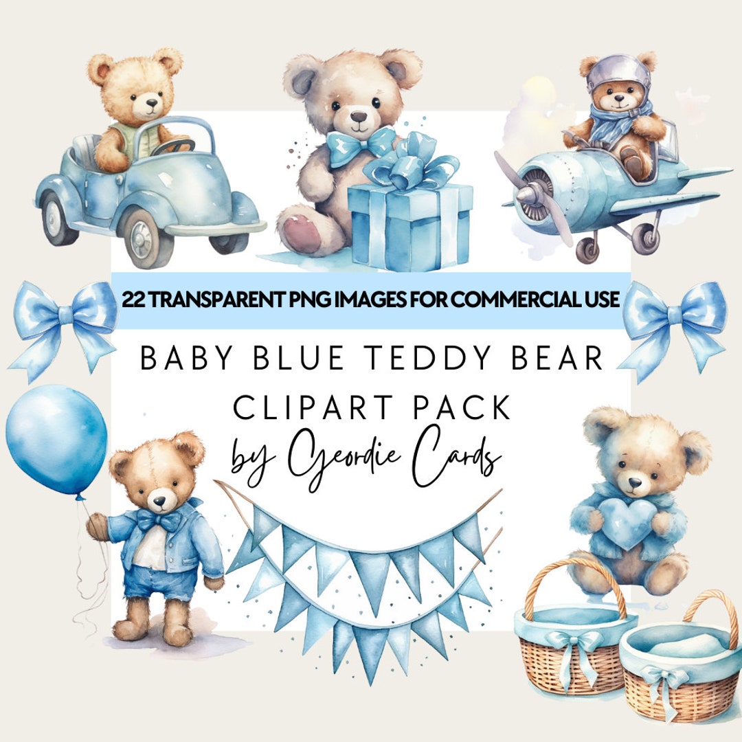 Baby Blue Teddy Bear Clipart Pack 22 High Quality PNG Images - Etsy