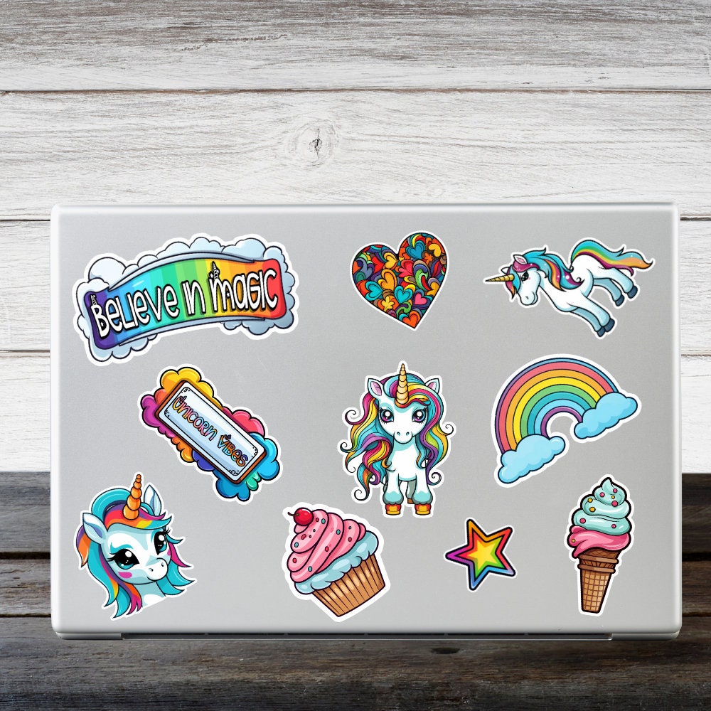 Rainbow Unicorn Sticker Pack, A4 Digital Sticker Packs Ready to Print ...