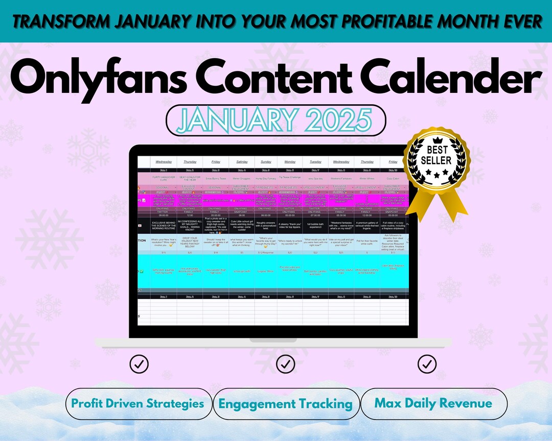 Onlyfans Content Calender PPV Template | Content Planner - January ...