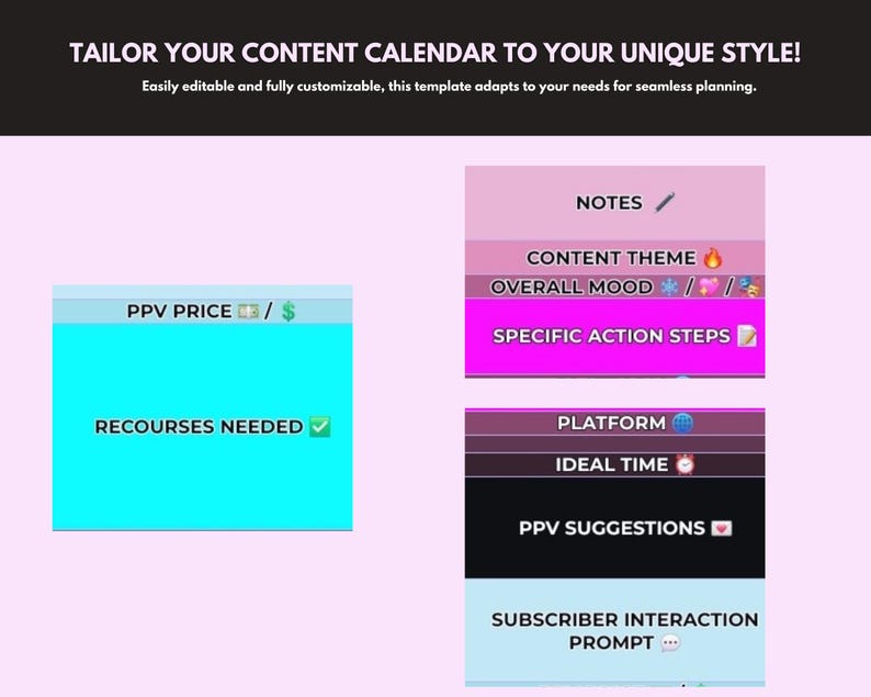 Onlyfans Content Calender PPV Template | Content Planner - January ...