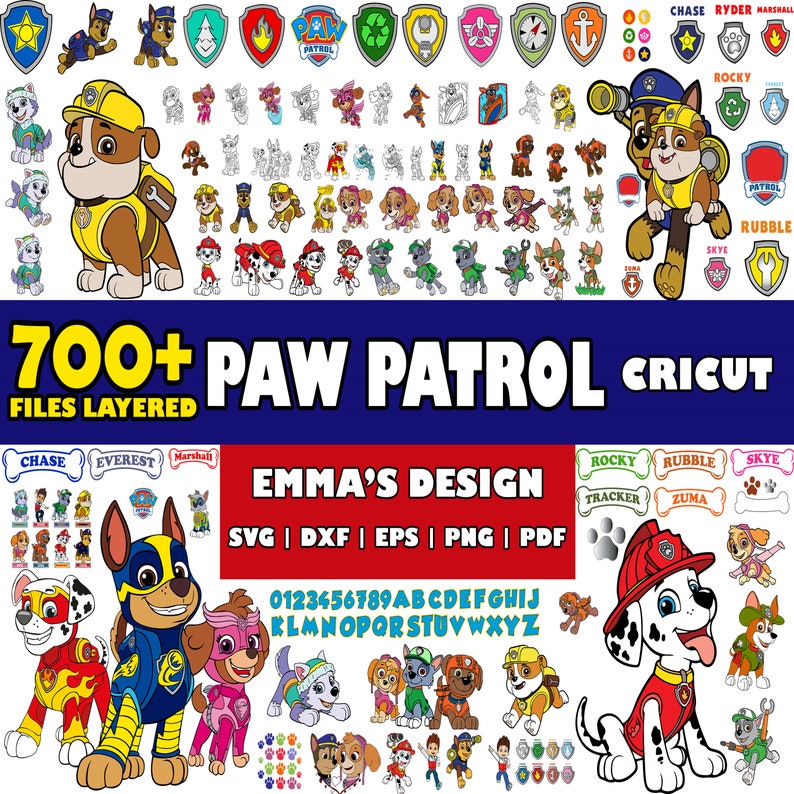 Paw Patrol SVG Bundle: Layered Vector Files for Cricut (digital ...