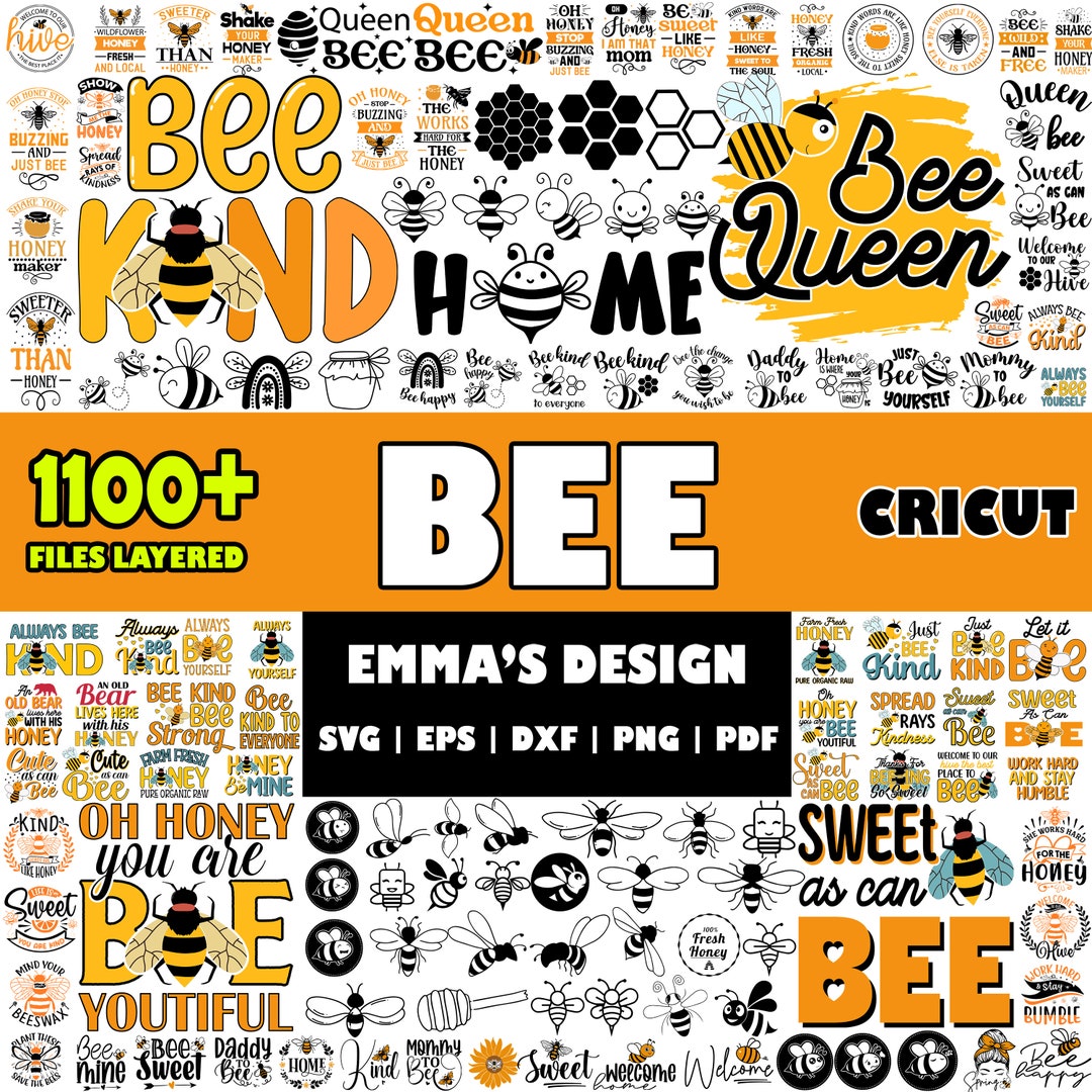 Bee 1185 Files Svg Bundle, Layered Design, Vector Files, SVG for Cricut ...