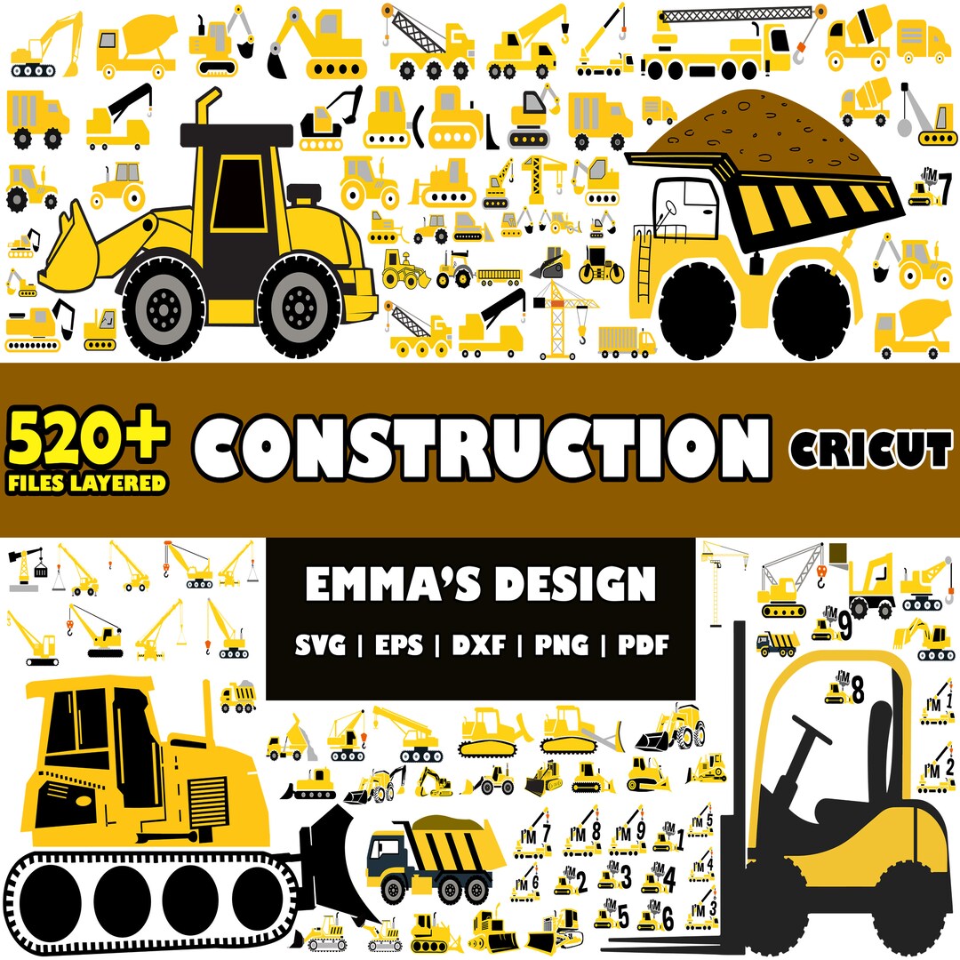 520 Files Construction Svg Bundle - Layered Design Vector Files - SVG ...
