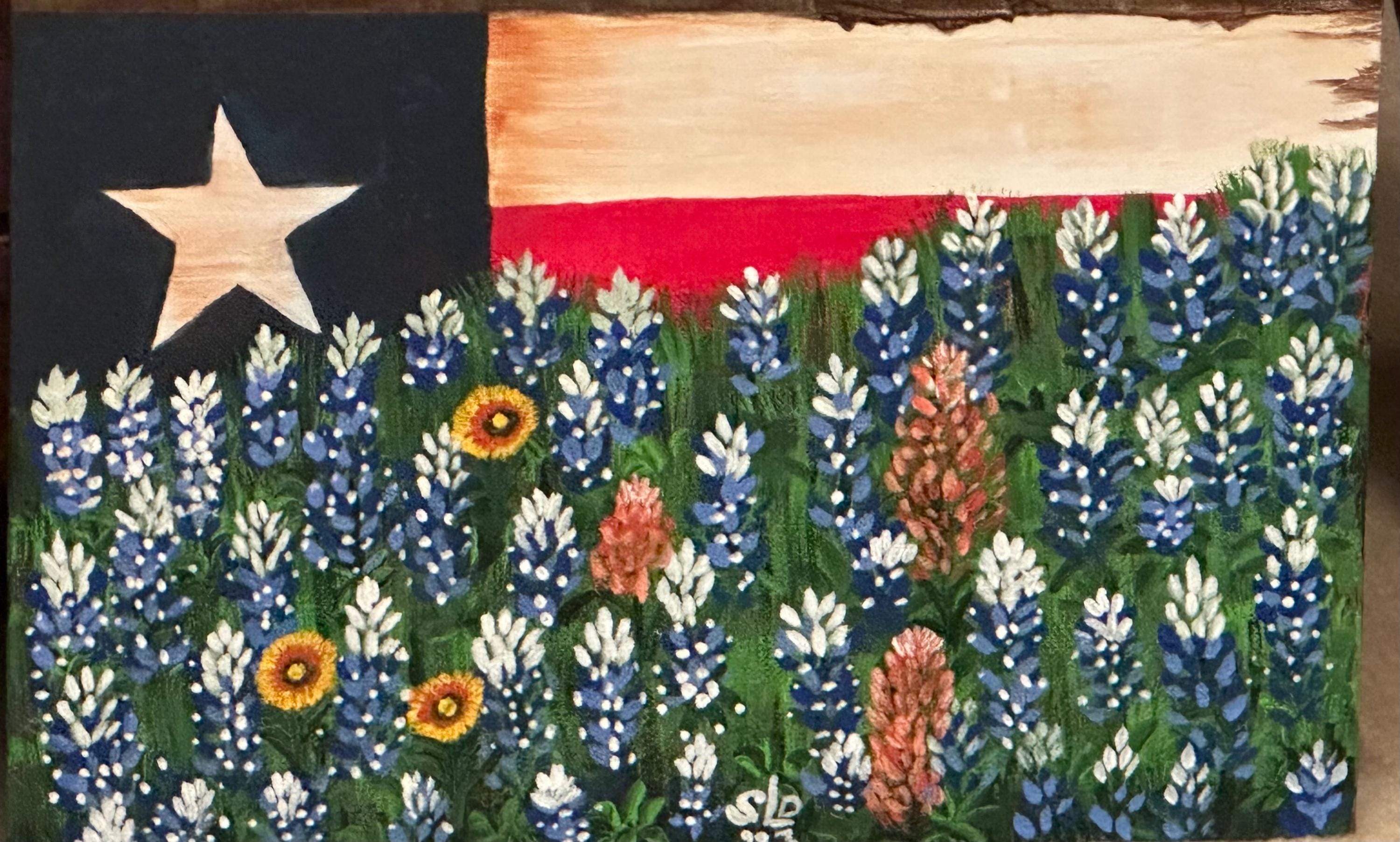 Old Barn Displays Aged Texas Flag Surrounded by Field of Bluebonnets ...