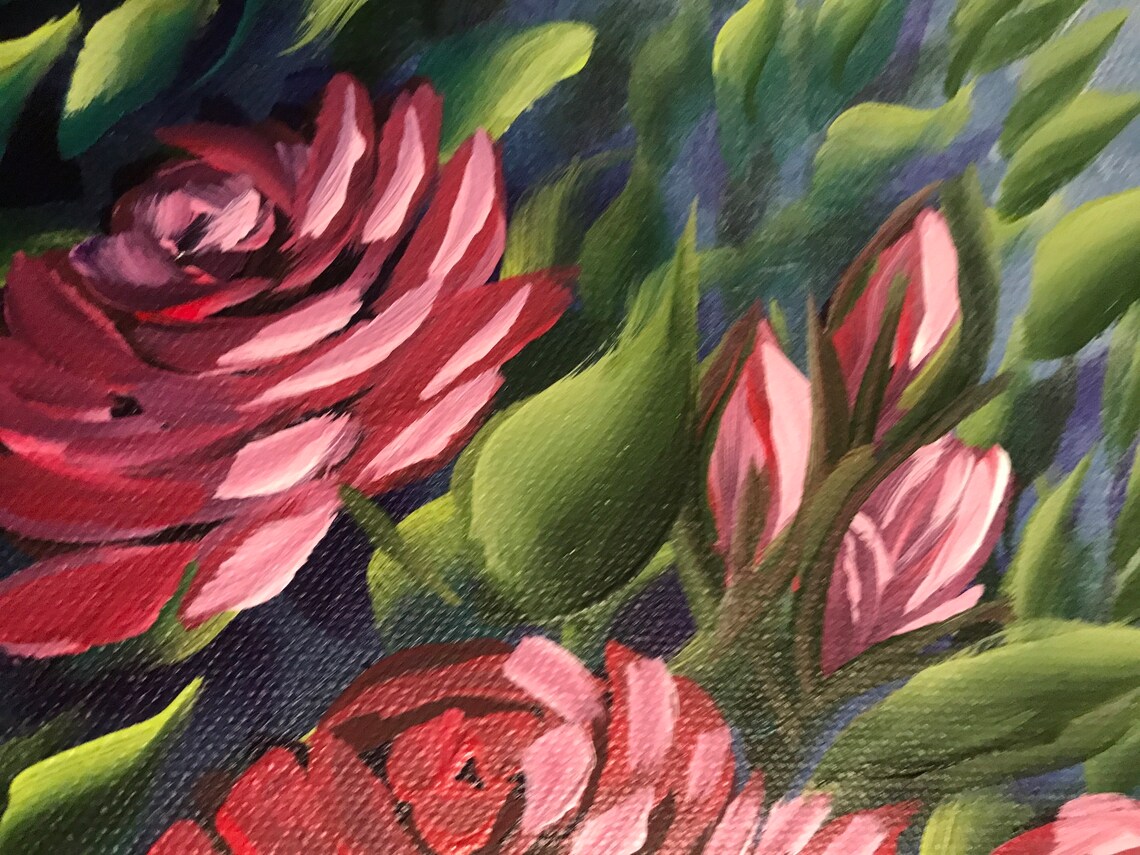 Abstract Red Roses With Buds 10x10” Shelf Sitter - Etsy