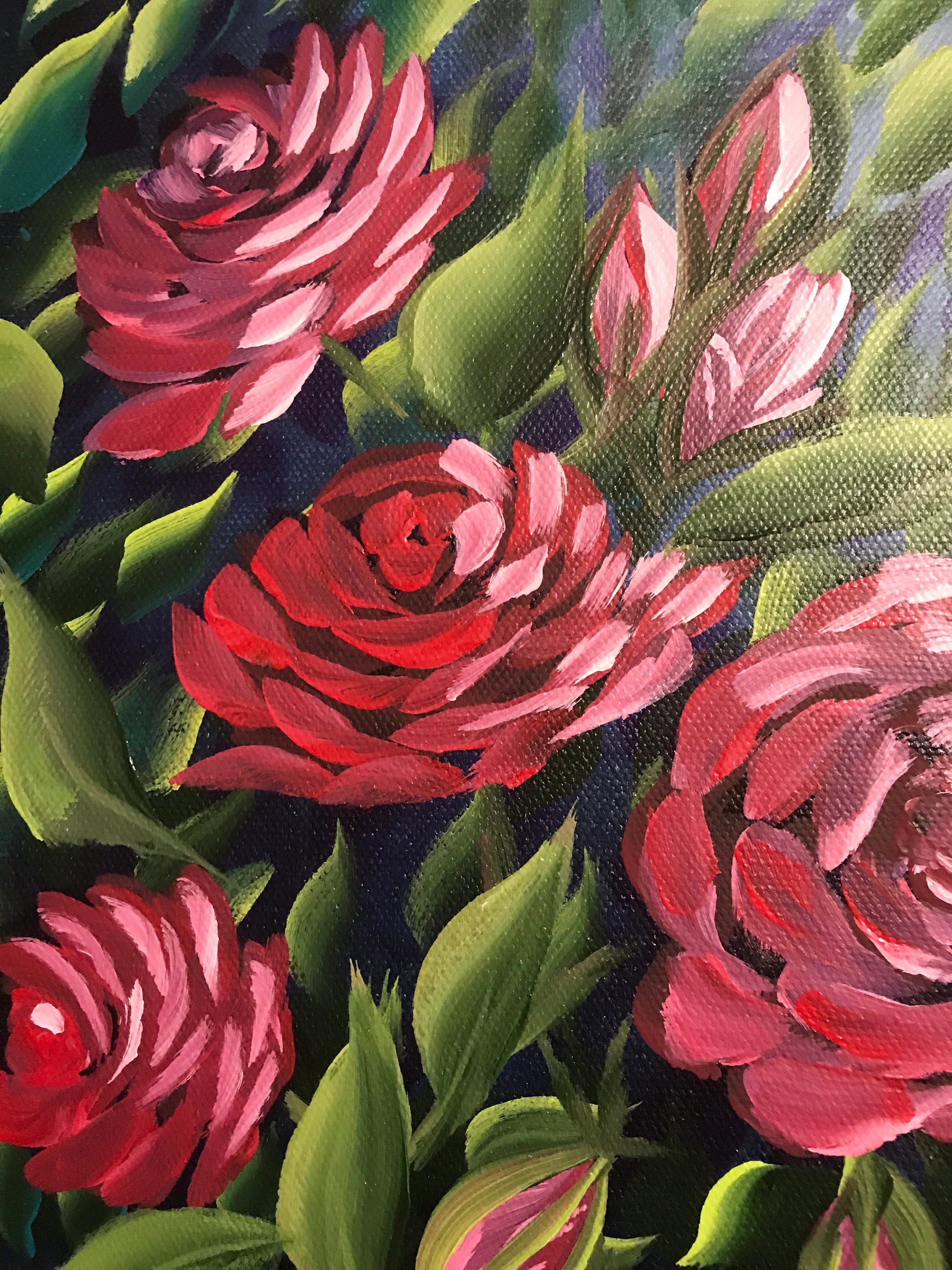 Abstract Red Roses With Buds 10x10” Shelf Sitter - Etsy