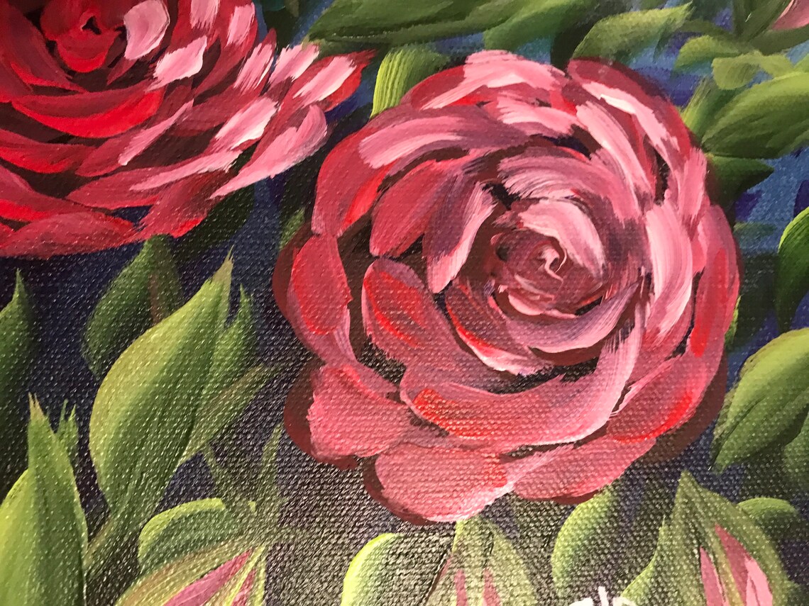 Abstract Red Roses With Buds 10x10” Shelf Sitter - Etsy