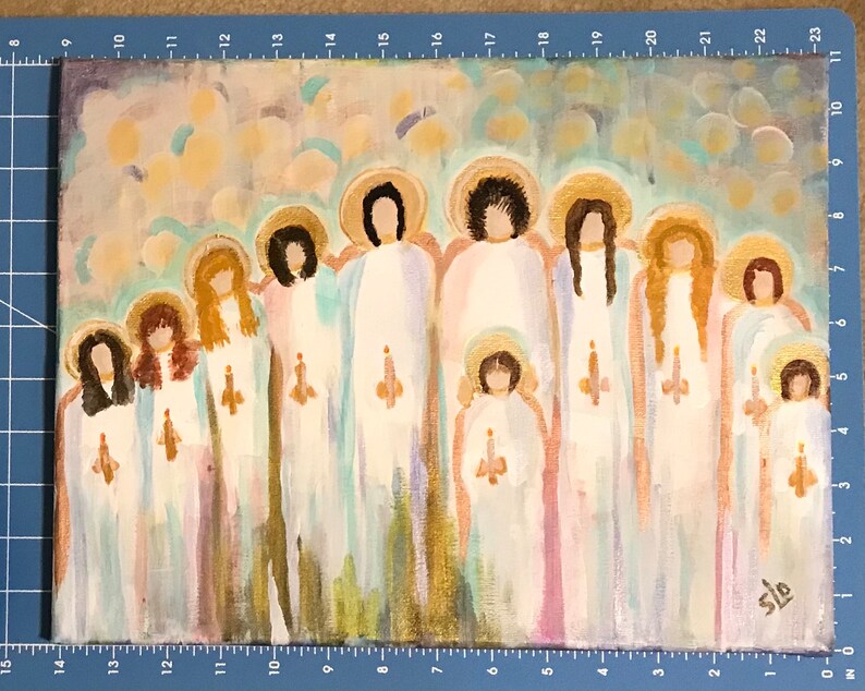 Angel Welcoming Committee Hand Painted Acrylics on a Horizontal 14x11 ...