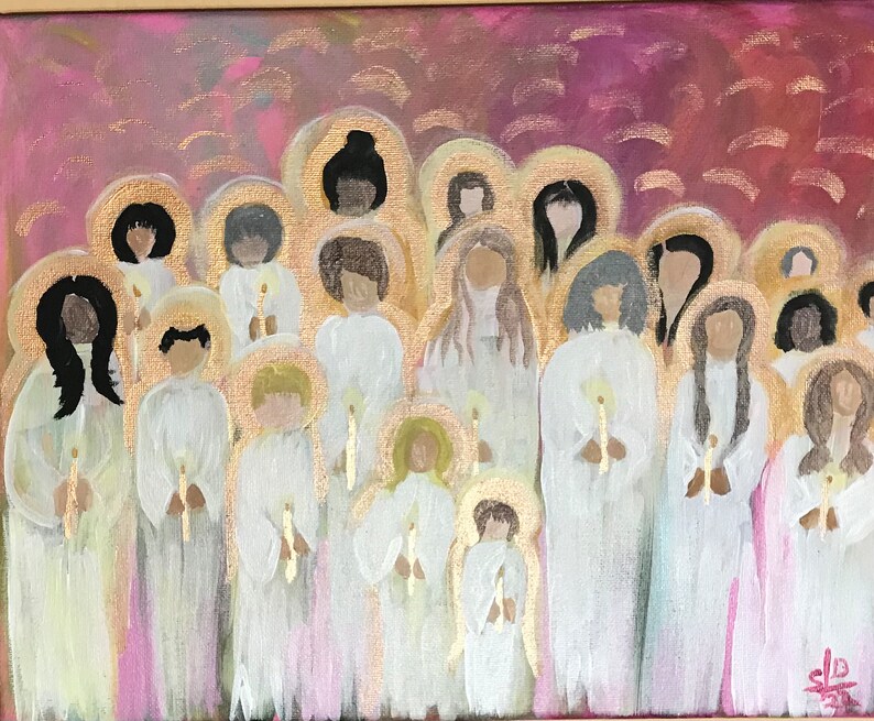 Angel Welcoming Committee Hand Painted Acrylics on a Horizontal 14x11 ...
