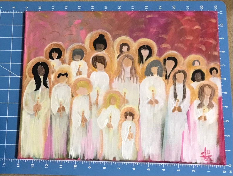 Angel Welcoming Committee Hand Painted Acrylics on a Horizontal 14x11 ...