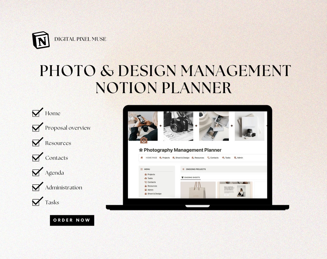 Notion Planner Photography & Management, Notion Template, Photography ...