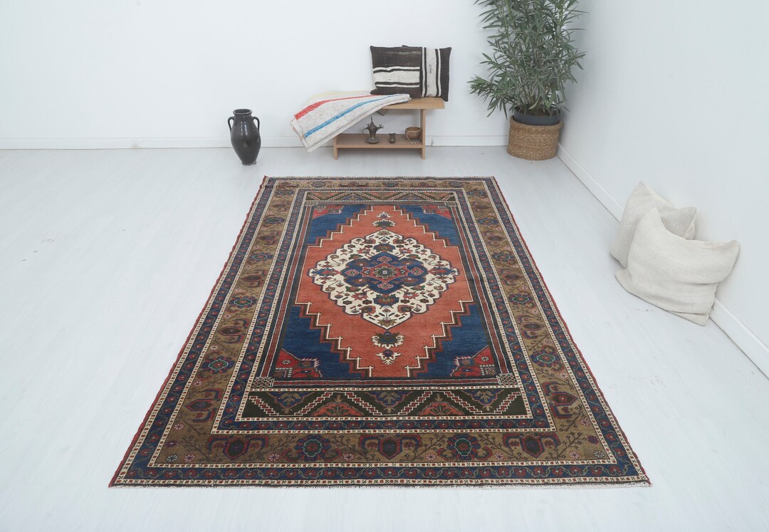 Colorful Rug, Living Room Rug, 5x9 Area Rug, Vintage Rug, 5x9 Turkish ...