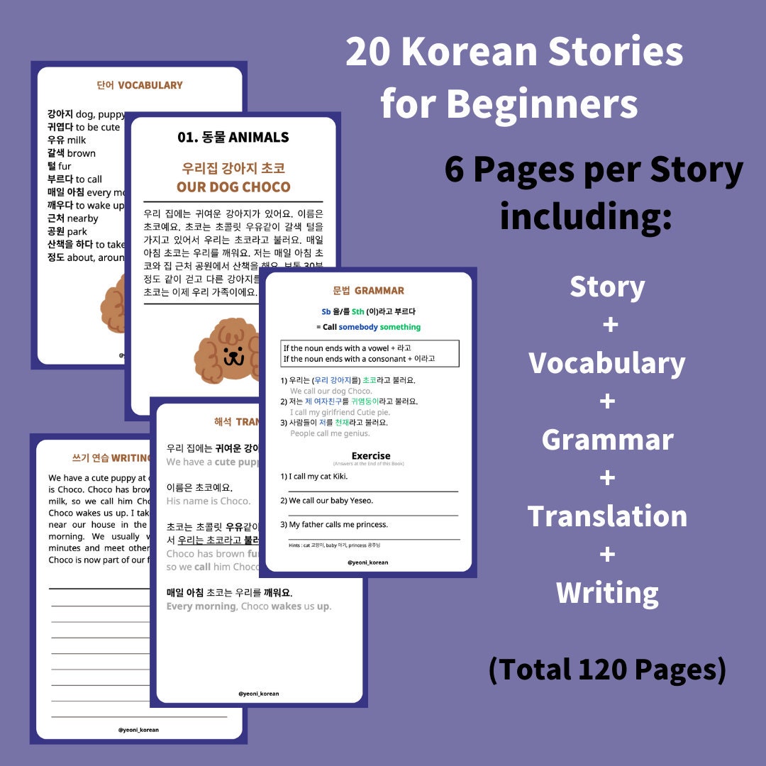 20 Korean Stories for Beginners - Etsy