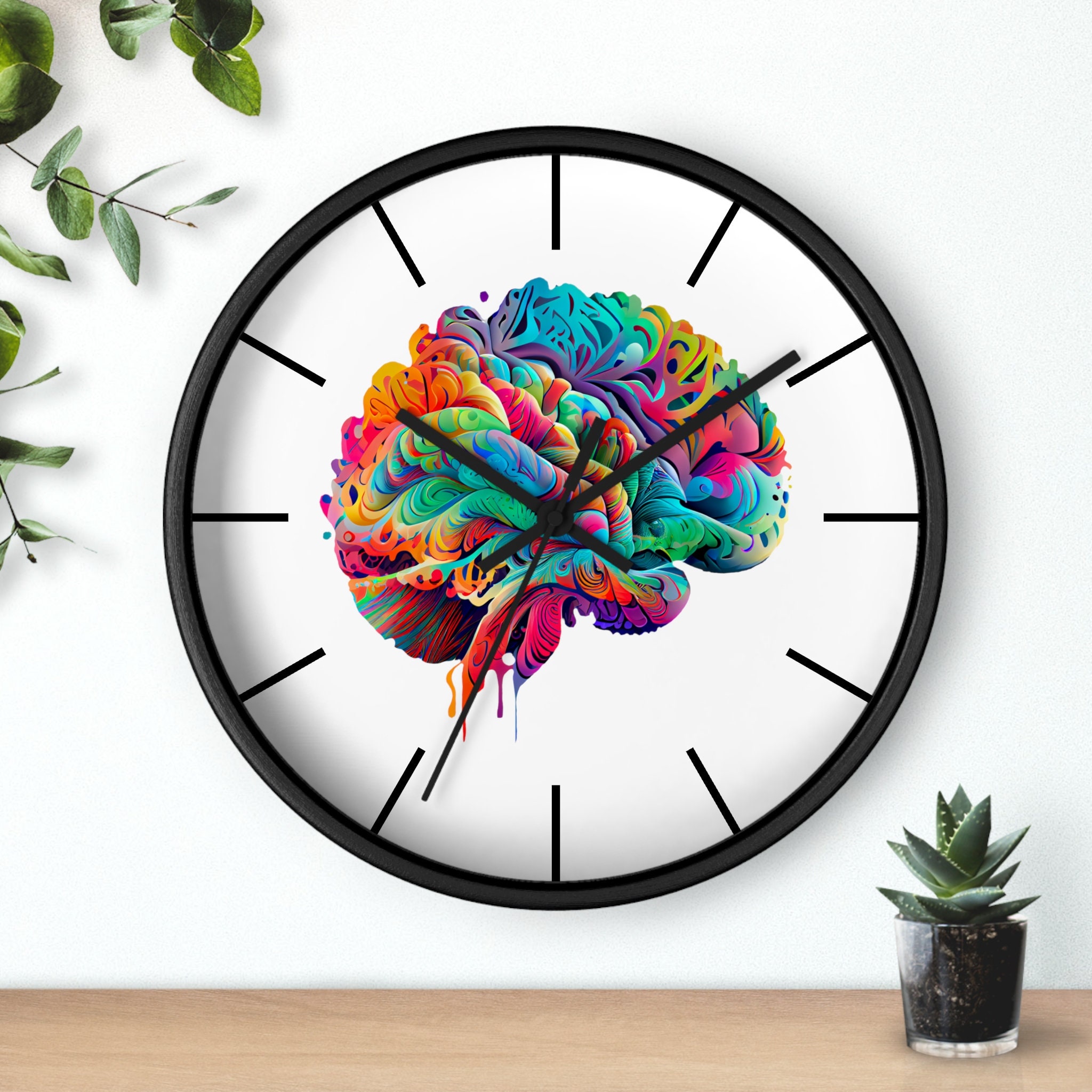 Colorful Brain Wall Clock, Mental Health Clock, Counselor Office Decor ...