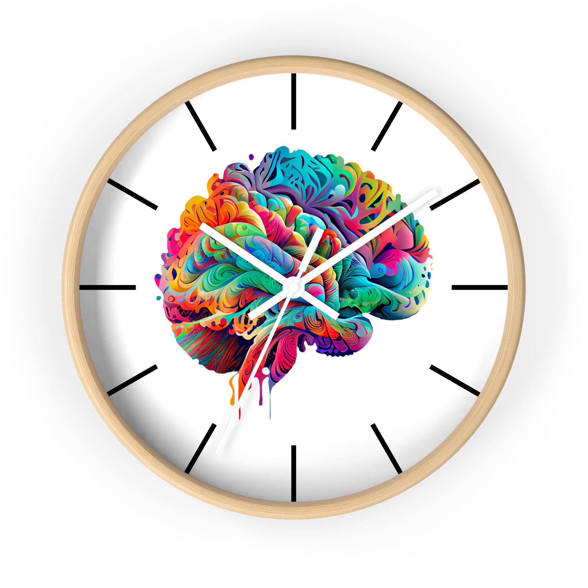 Colorful Brain Wall Clock, Mental Health Clock, Counselor Office Decor ...