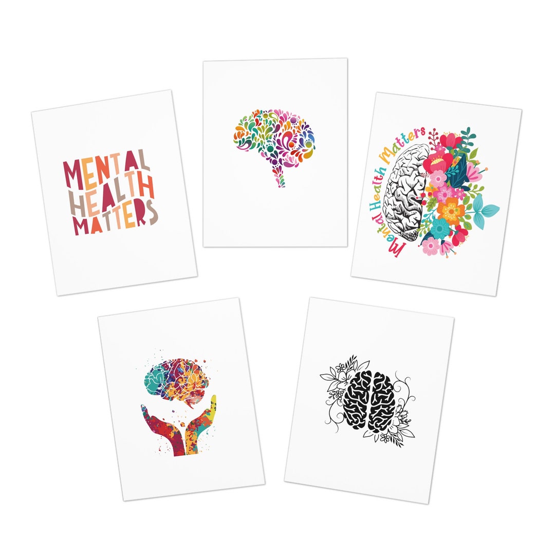 Mental Health Card Bundle, Blank Inside, Colorful, Psych Cards ...