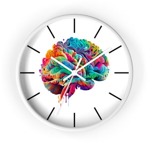Colorful Brain Wall Clock, Mental Health Clock, Counselor Office Decor ...