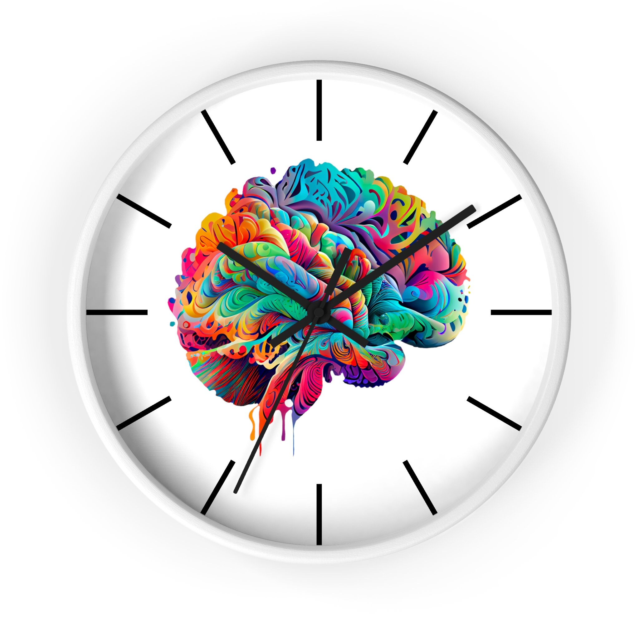 Colorful Brain Wall Clock, Mental Health Clock, Counselor Office Decor ...