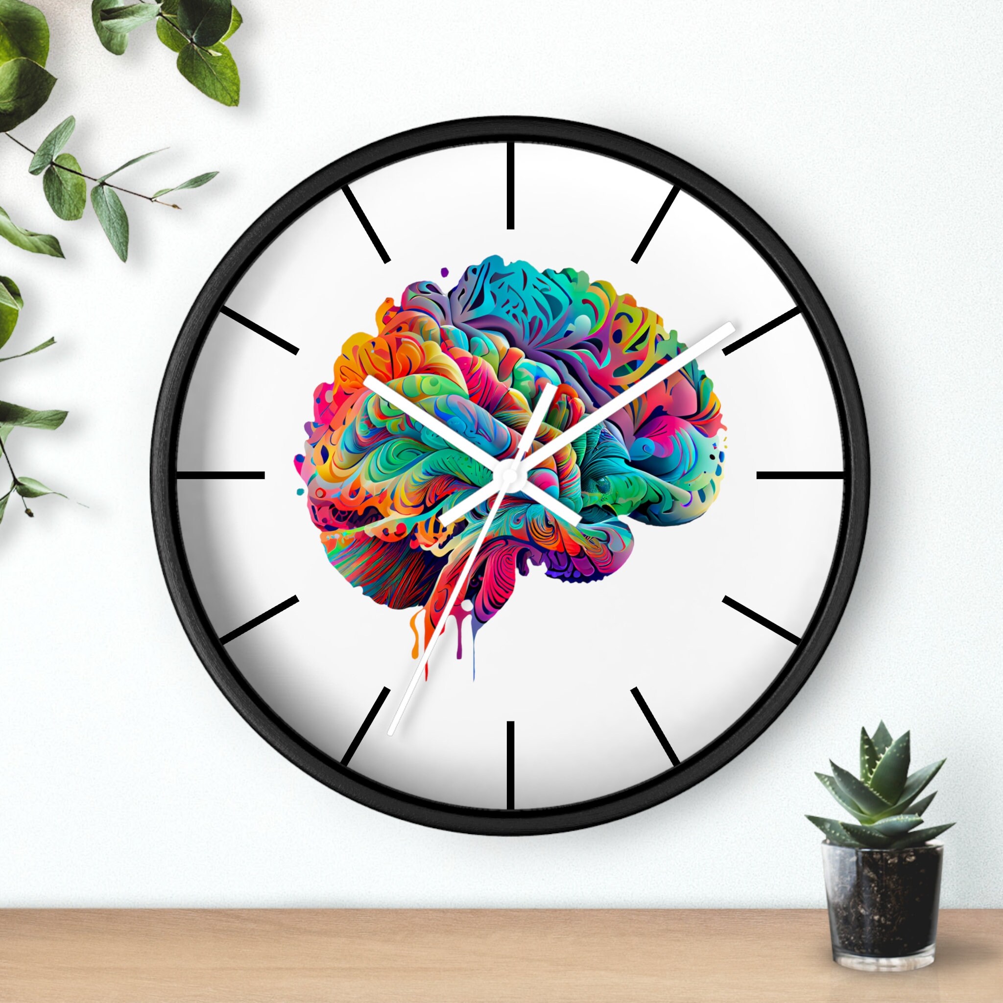 Colorful Brain Wall Clock, Mental Health Clock, Counselor Office Decor ...