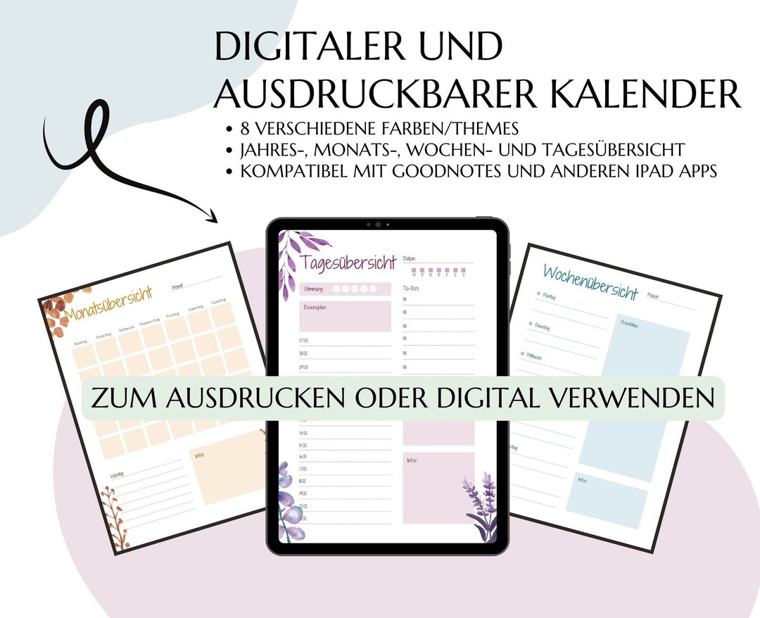 Digital & Printable Calendar/planner daily, Weekly, Monthly, Yearly ...