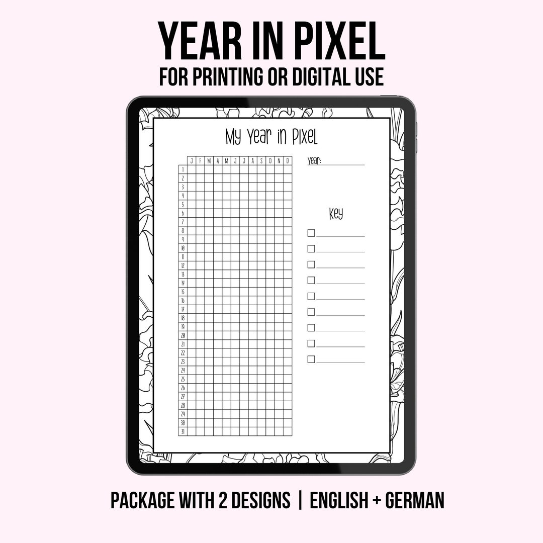 Year in Pixels | Printable or Digital Use | Mood Tracker, Reading ...