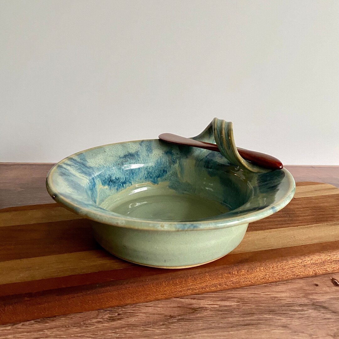 Brie Baker Handmade Stoneware Pottery Brie Baker in Green Splash - Etsy